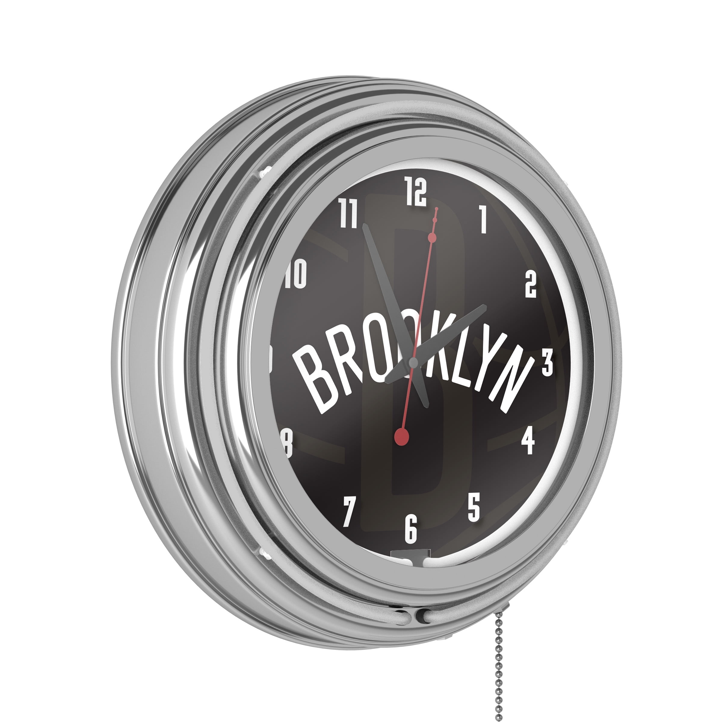 Brooklyn Nets Fade Retro Neon Analog Wall Clock with Pull Chain ...