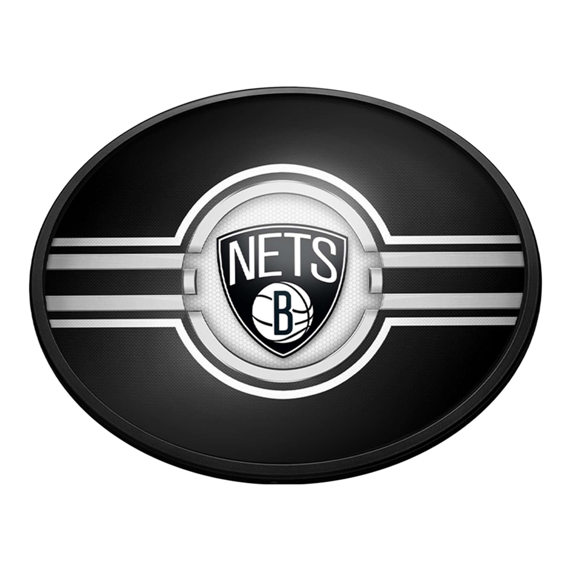 Brooklyn Nets 18'' x 14'' Slimline Illuminated Striped Oval Wall Sign ...