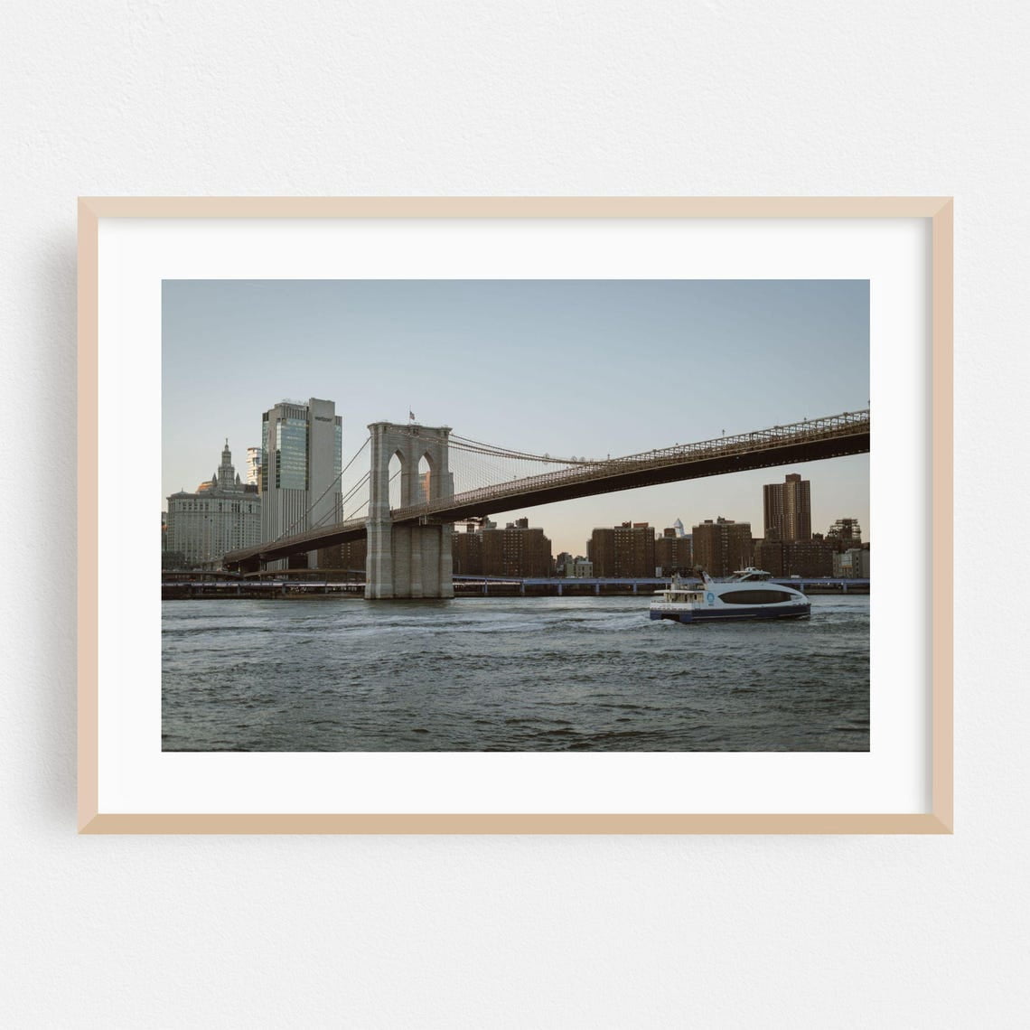 Brooklyn New York Bridge Skyline Boat Poster Unframed Paper Print ...