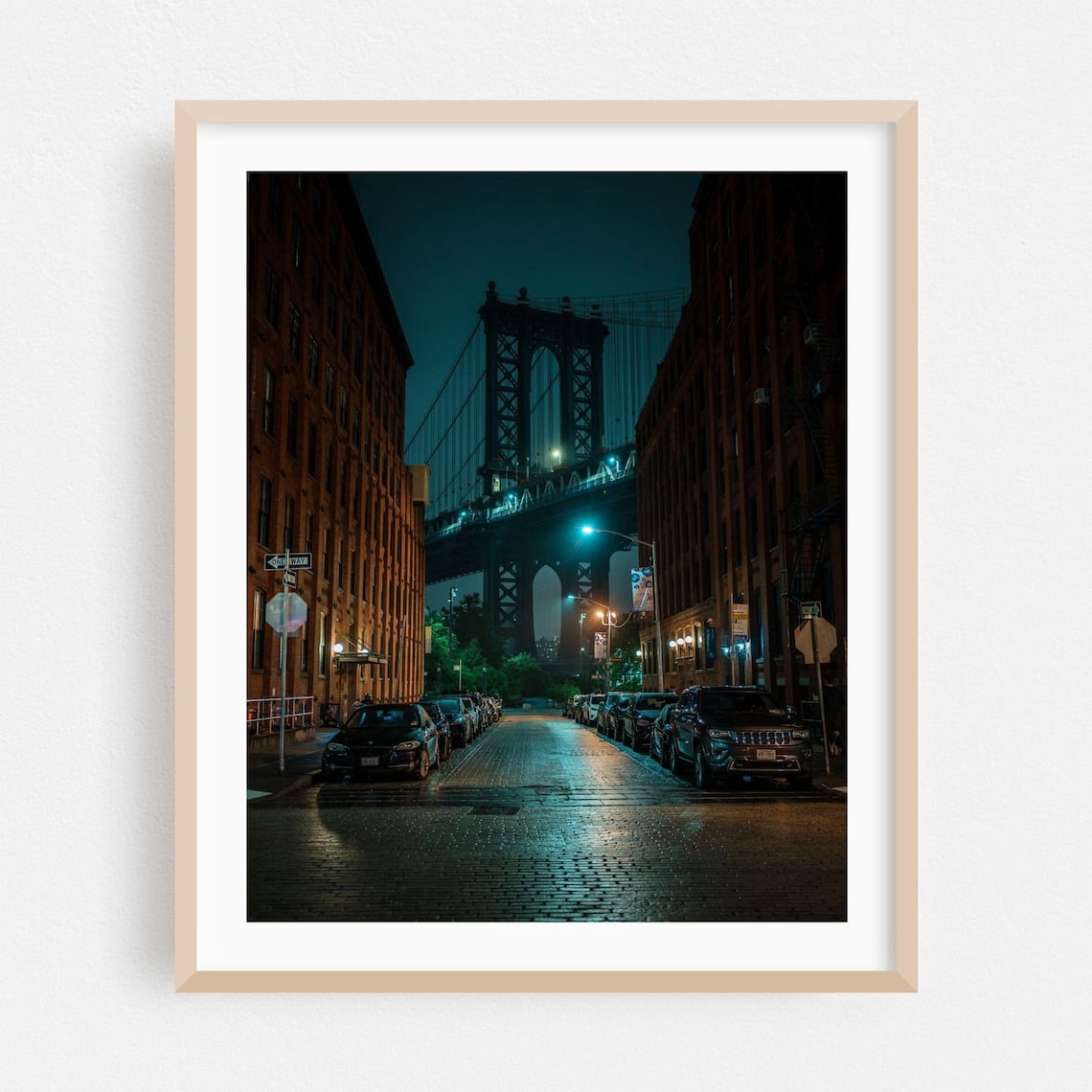 Brooklyn New York Wall Art Cityscape Bridge Home Decor Nightlife Street ...