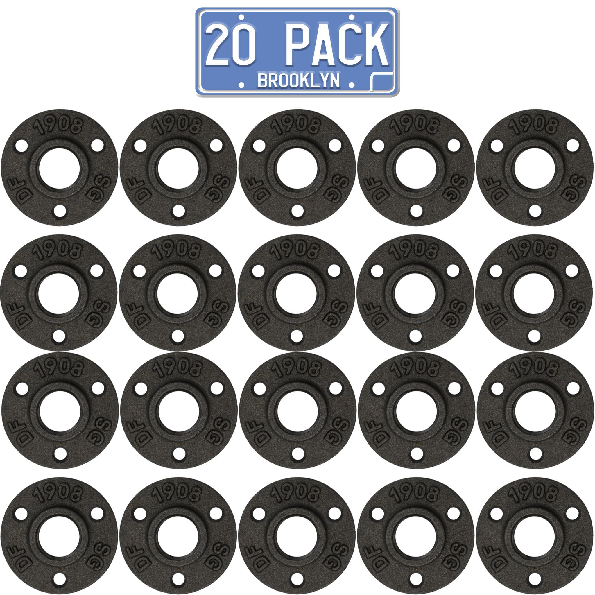 Brooklyn Pipe 1/2 Inch Floor Flange 20 Pack Furniture Grade Threaded ...