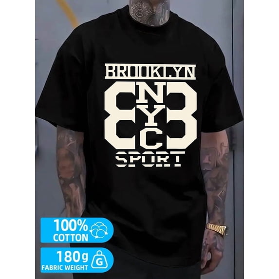 Brooklyn Sport Tee for men black 180G 100% Cotton Wearable year-round ...