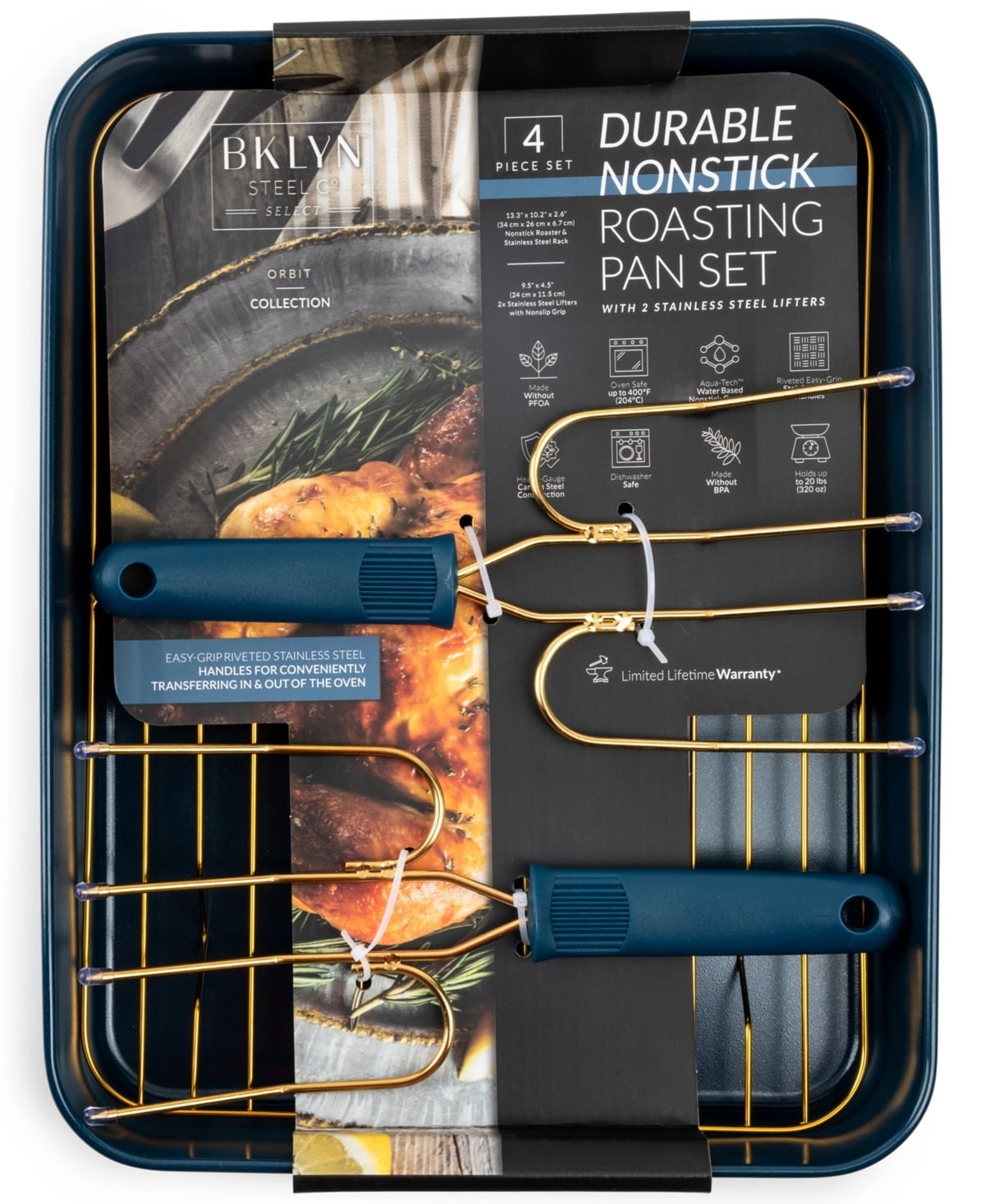 Brooklyn Steel Co. Orbit 4-pc. Nonstick Roasting Pan Set in Navy ...