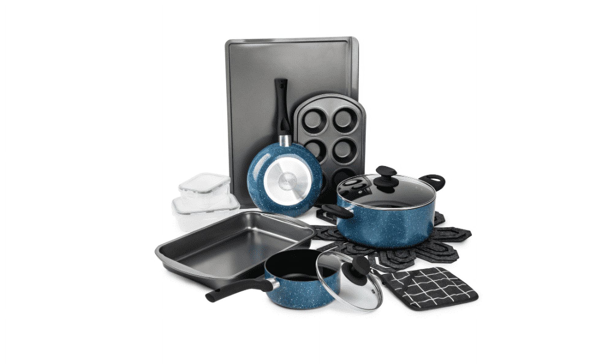 Brooklyn Steel Co. Venus Nonstick Aluminum 16-Pc. Cookware Set - Navy ...