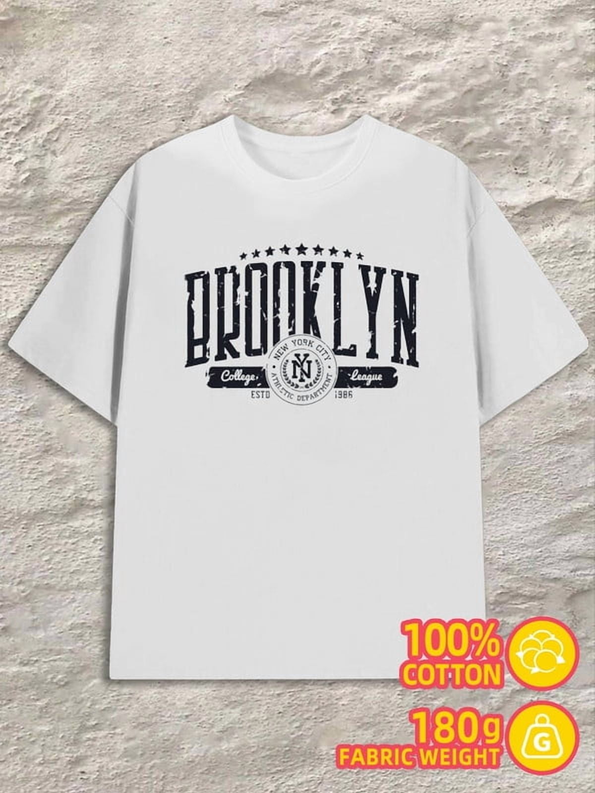 Brooklyn T-Shirt for men white 180G 100% Cotton Refreshing and ...