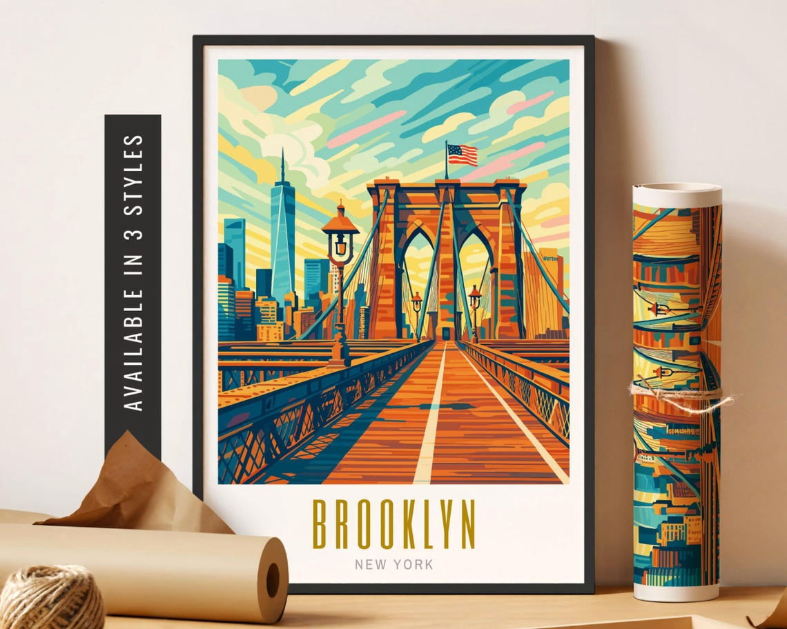 Brooklyn Travel Poster New York City Destination Wall Art Brooklyn ...