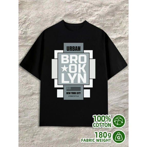 Brooklyn Urban Style for men 180G 100% Cotton black Unique Design ...