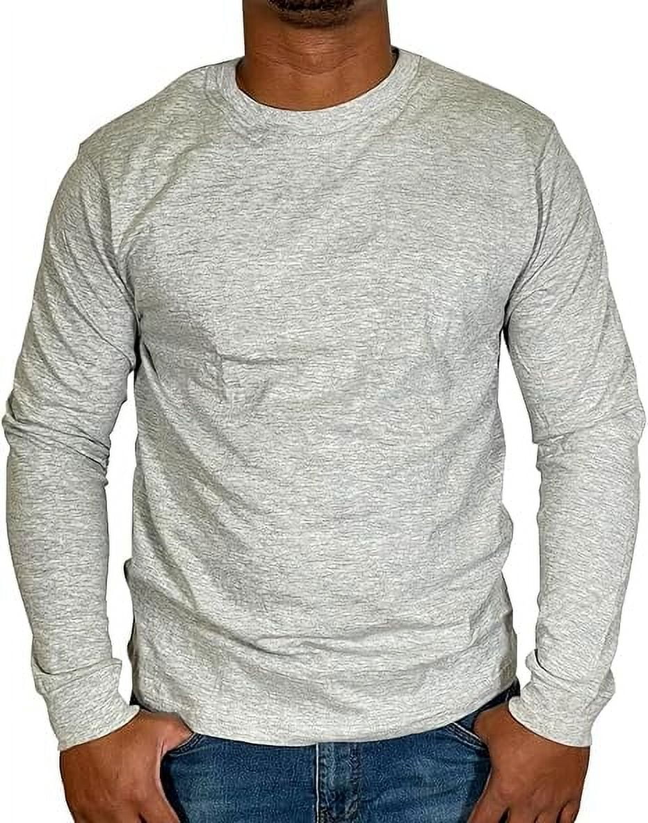Brooklyn Vertical Mens Long Sleeve Cotton T Shirt Crew Neck 5 colors S ...