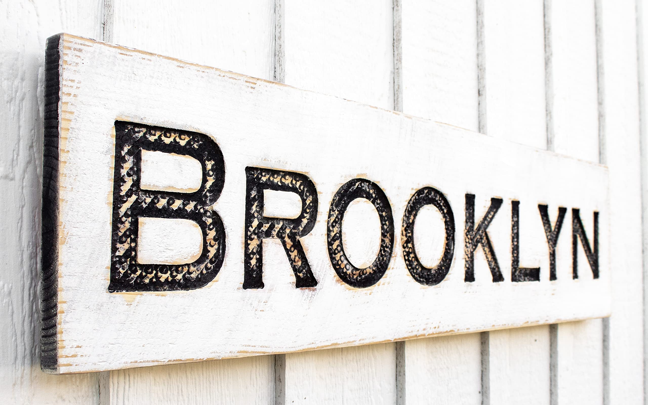 Brooklyn Wood Sign 40 Inches Wide by 10 Inches Tall, Carved Solid Wood ...