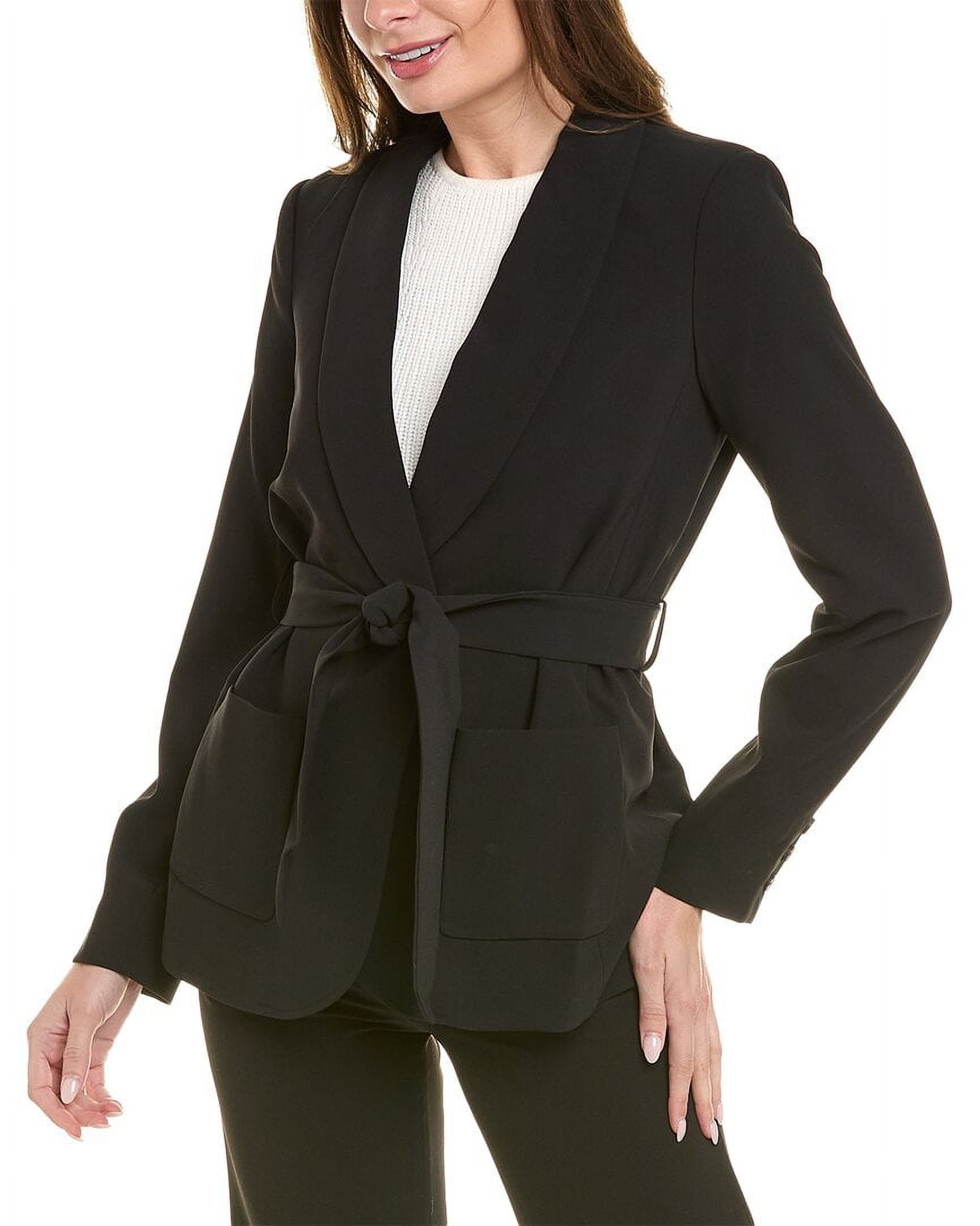 Brooks Brothers womens Crepe Belted Caviar Blazer, 8, Black - Walmart.com