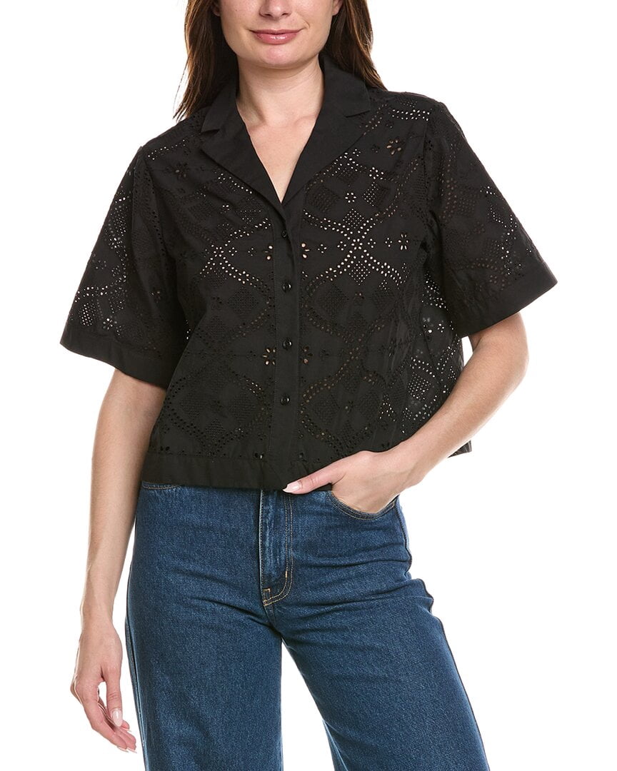 Brooks Brothers womens Eyelet Blouse, l, Black - Walmart.com