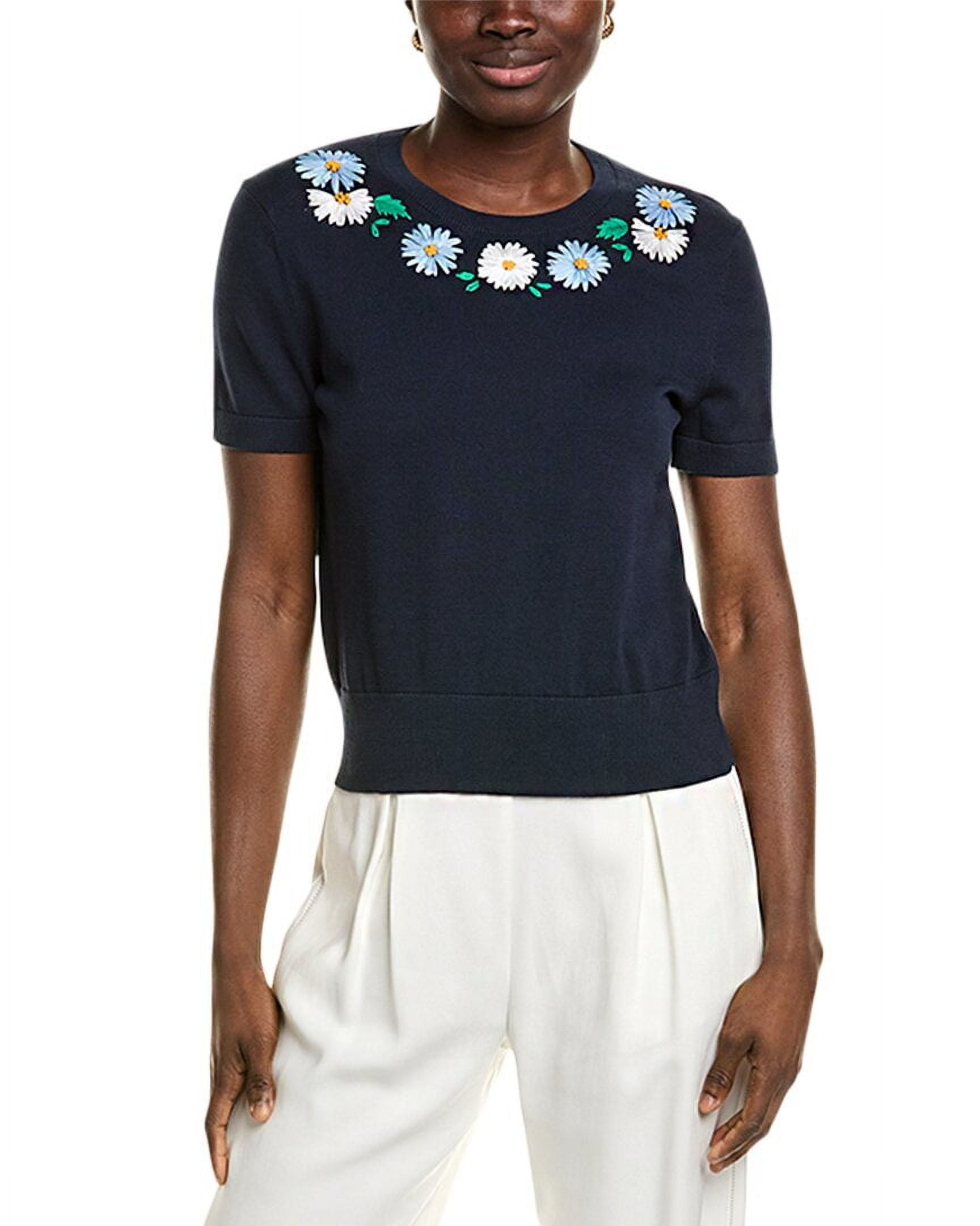 Brooks Brothers womens Floral Embroidered Sweater, XXL, Blue - Walmart.com