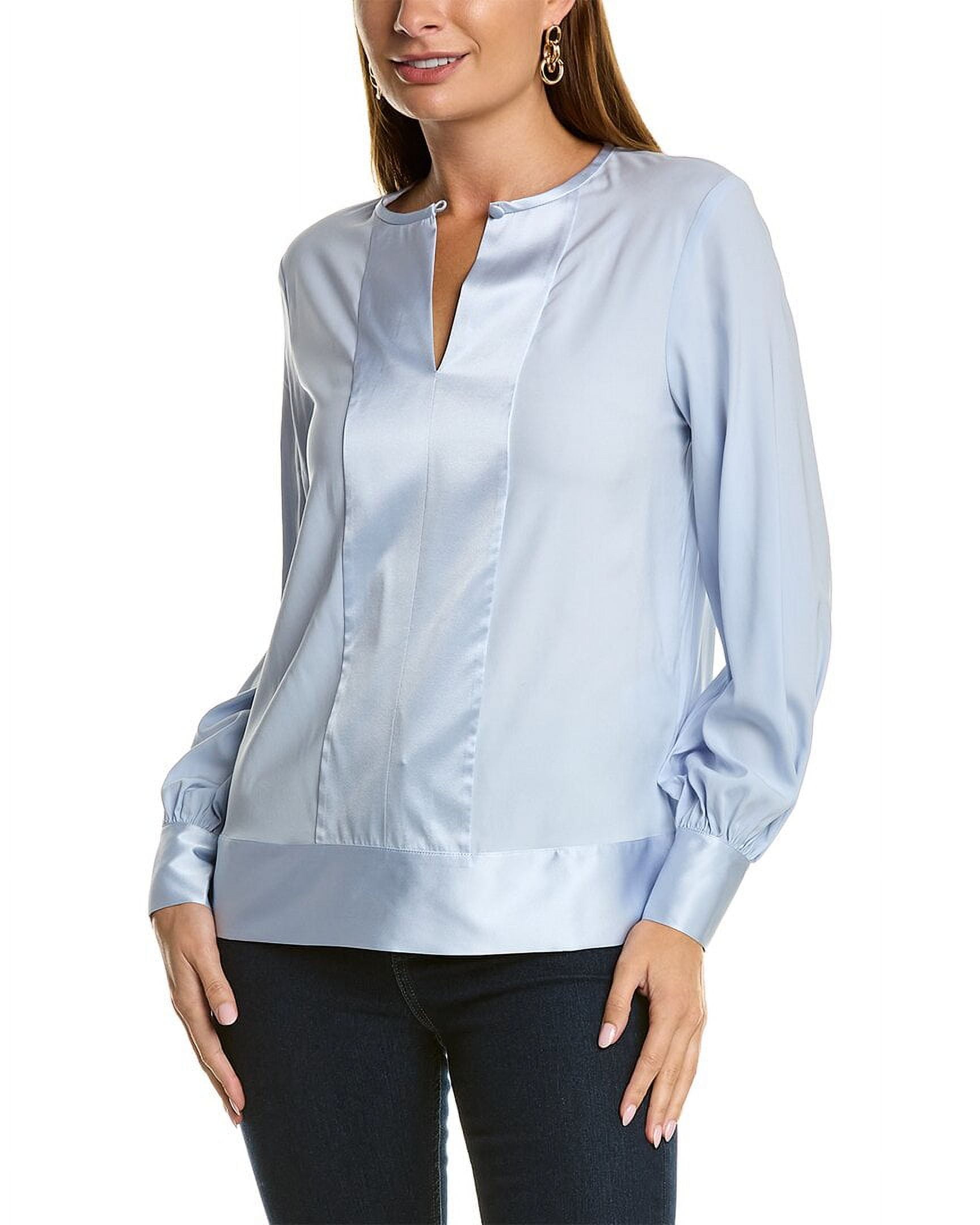 Brooks Brothers womens Silk-Blend Blouse, 4, Grey - Walmart.com