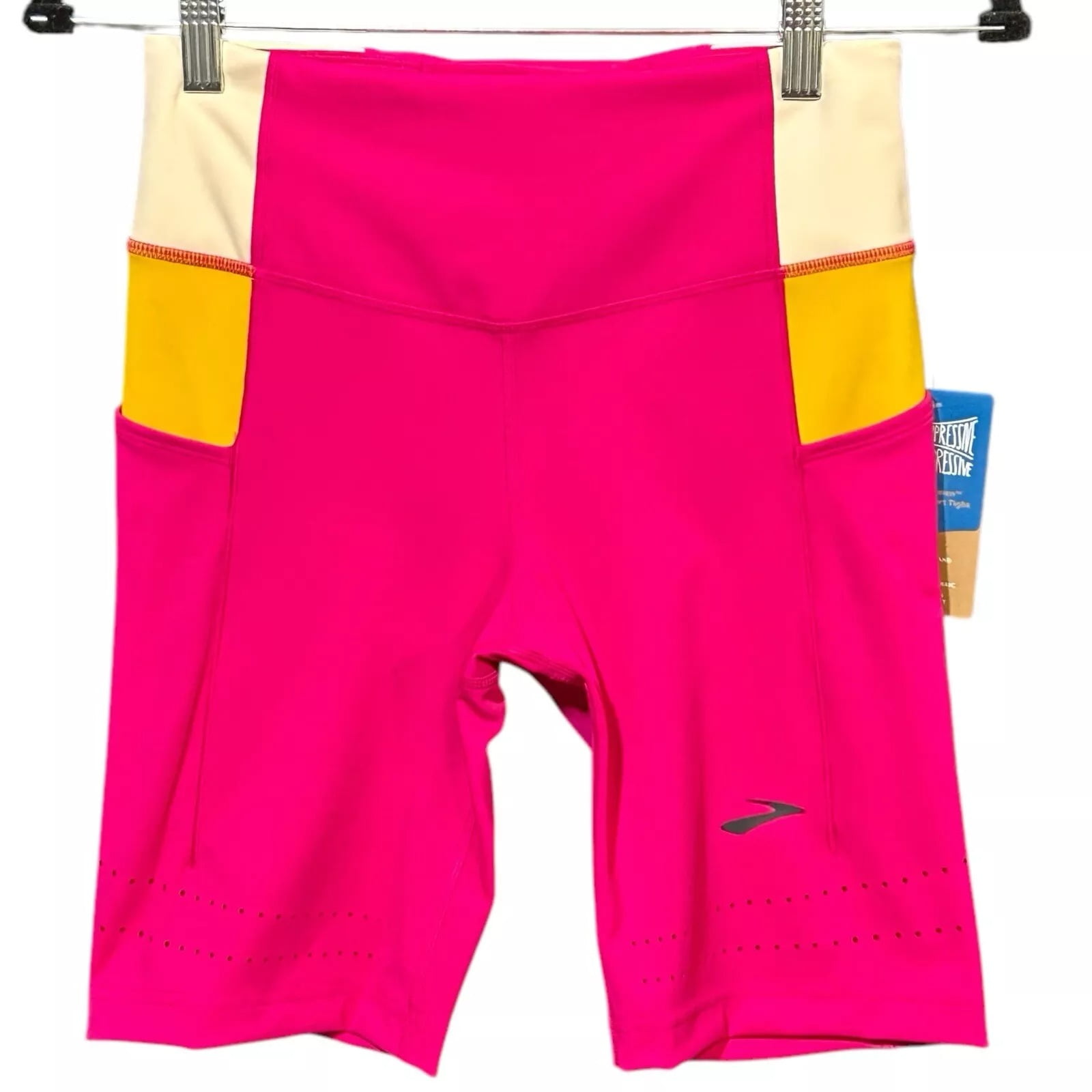 Brooks Women's Method 8" Short tights Size M Pink/Multi Four-way ...