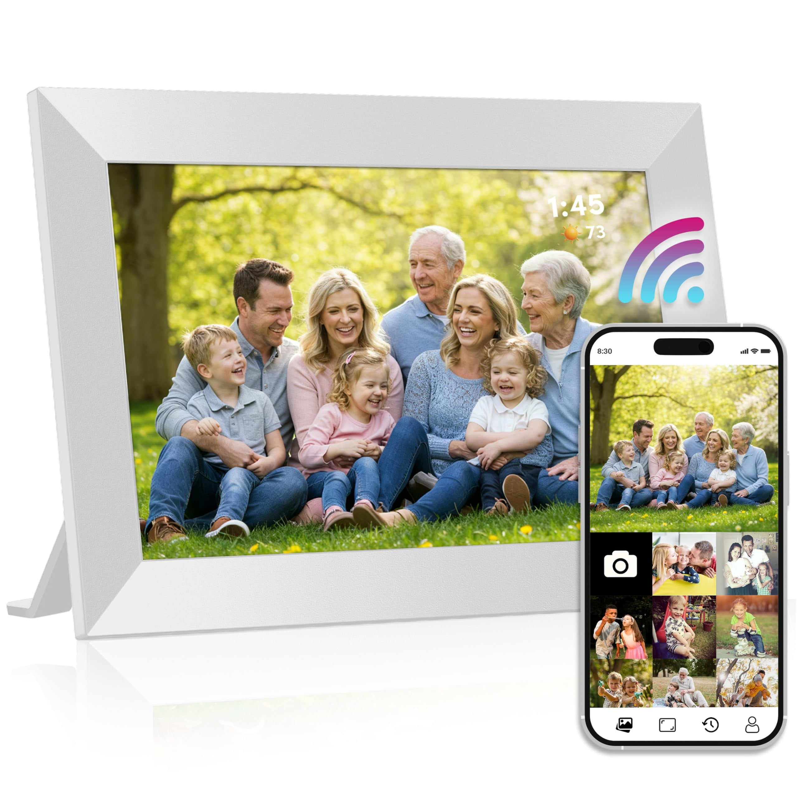 Brookstone 10" Digital Picture Frame with Video Playback, Weather ...