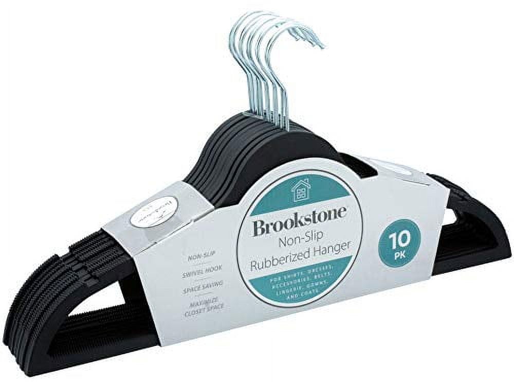 Brookstone Heavy Duty Non-Slip Rubber Coated Plastic Shirt Hangers, 10 ...