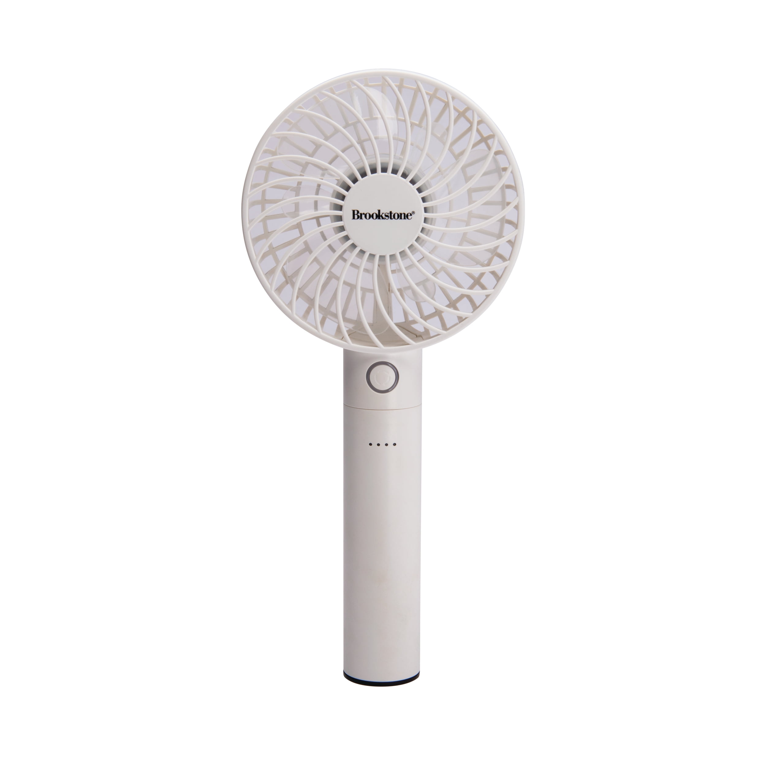 Brookstone 4-Inch Rechargeable Mini Fan with Power Bank in White ...