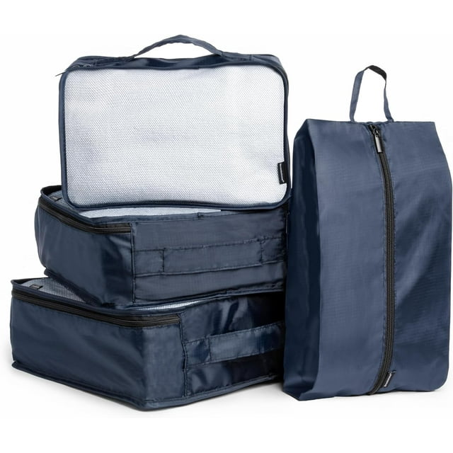 Brookstone 4-Piece Packing Cube Set Apparel Luggage Organizer and Shoe ...