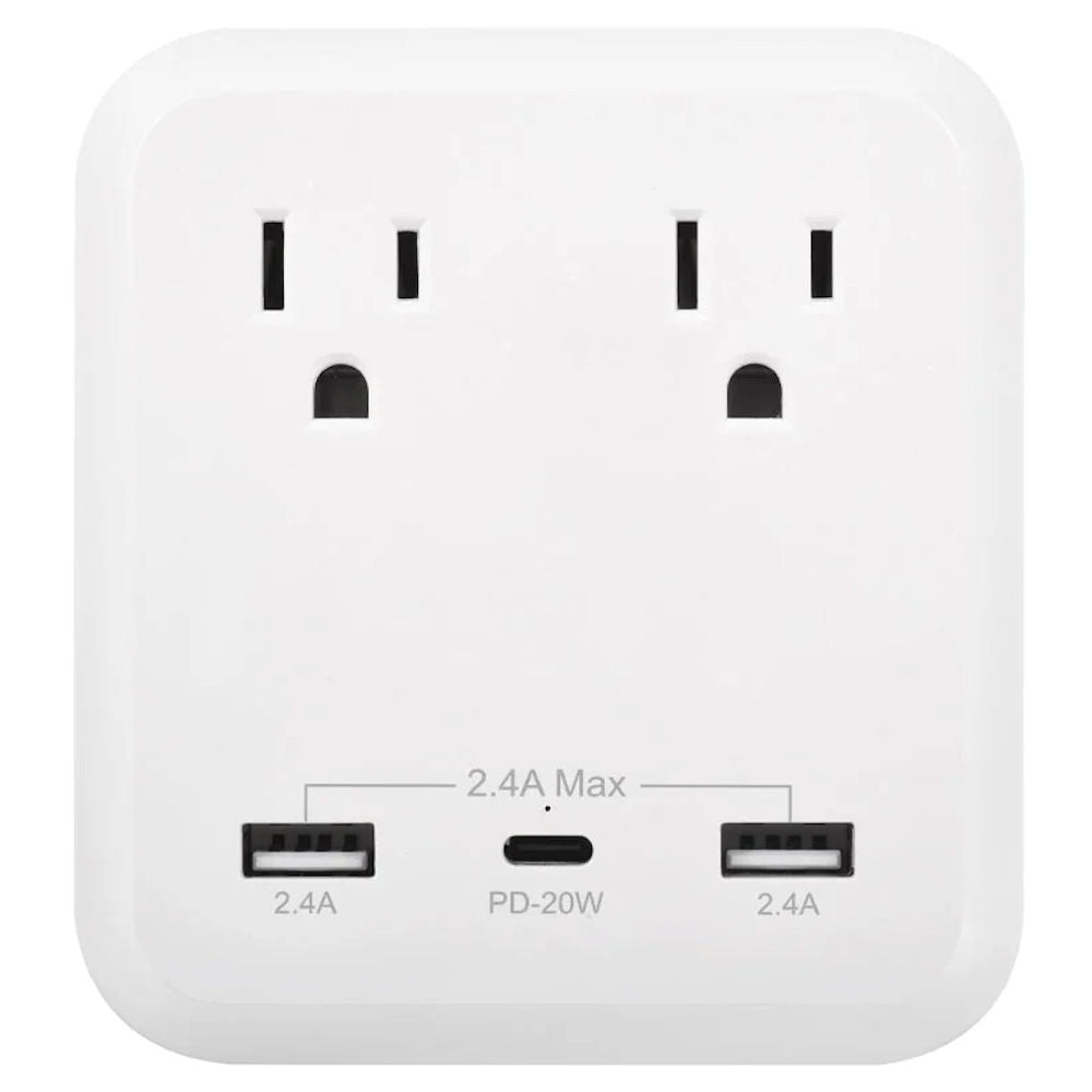 Brookstone 5-in-1 Surge Protector Rapid 20W Charging with 5 Outputs ...