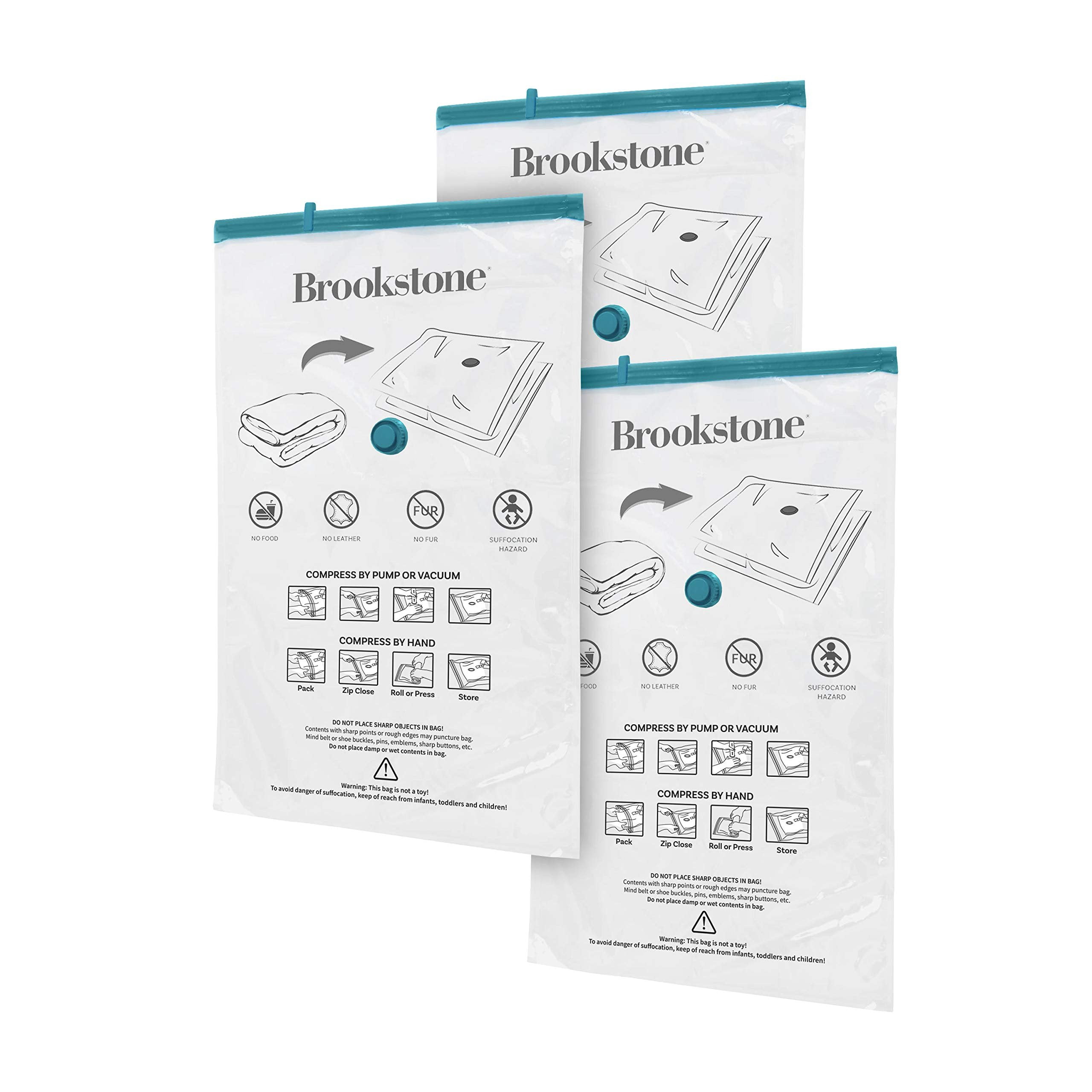 Brookstone BKH1408, 3pc Large Vacuum Bag Set/Clear - Walmart.com