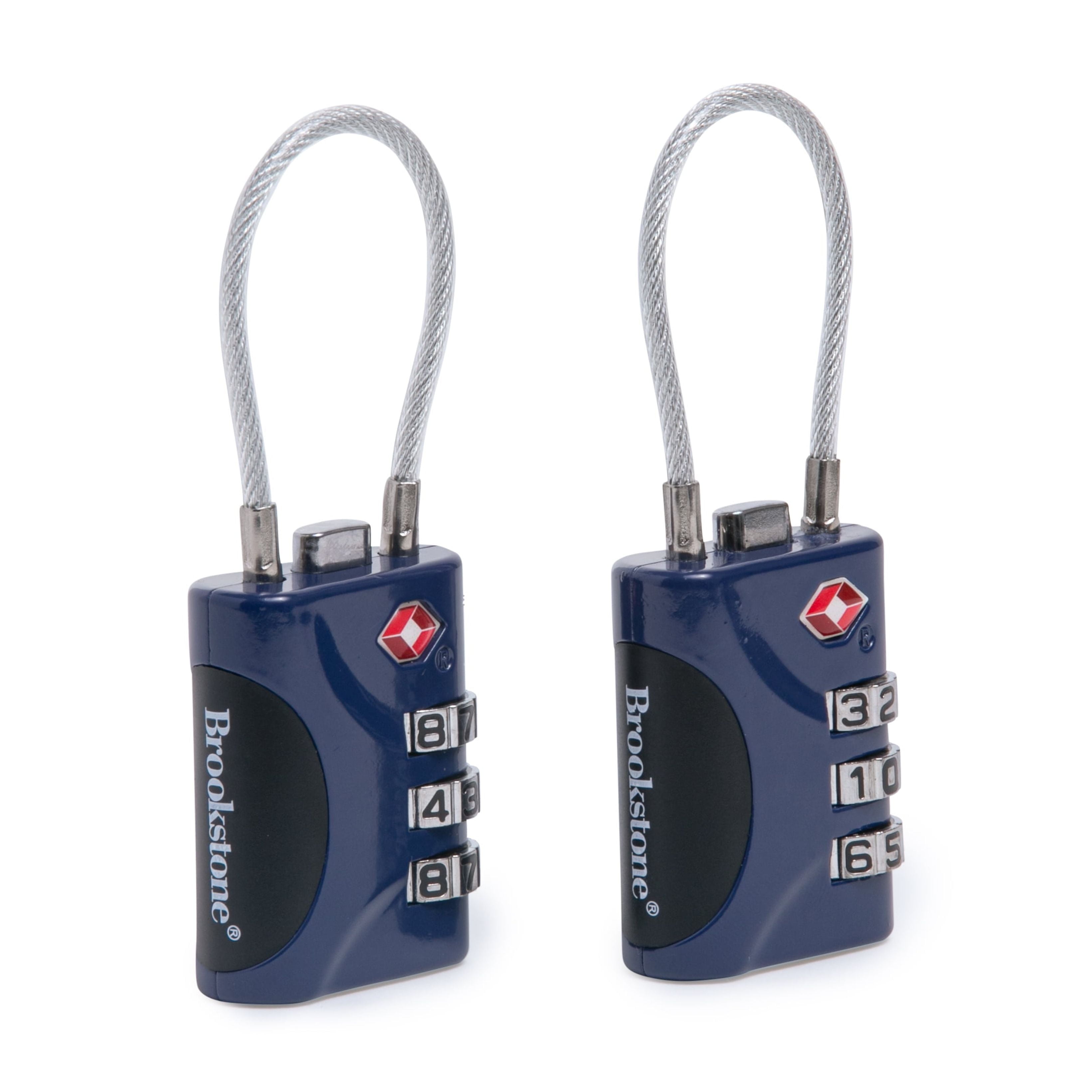 Brookstone Cable Lock - 2 Pack TSA Approved Luggage Locks with 3-Digit ...