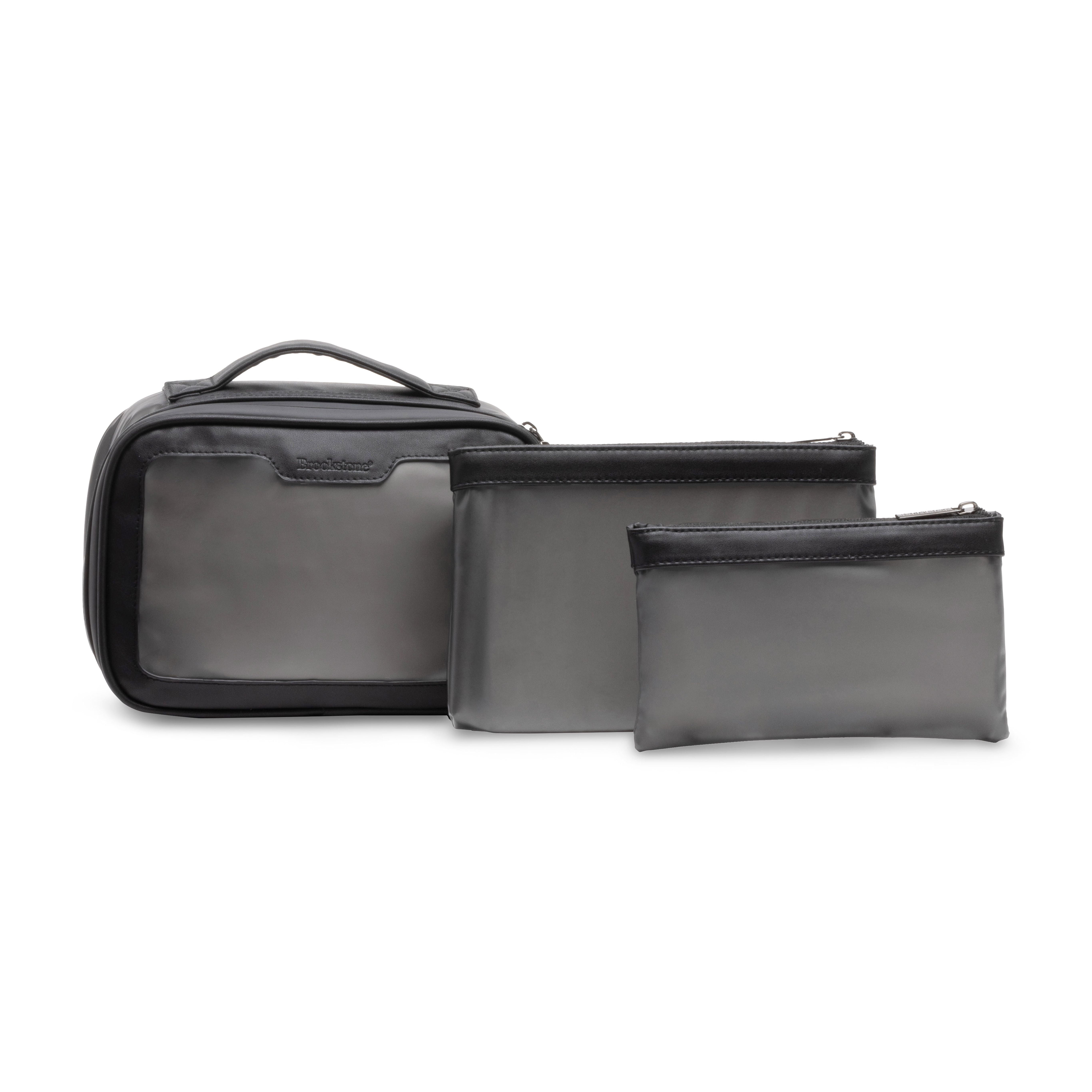 Brookstone Compact Toiletry Kit - 3 Piece Vegan Leather Travel Toiletry ...