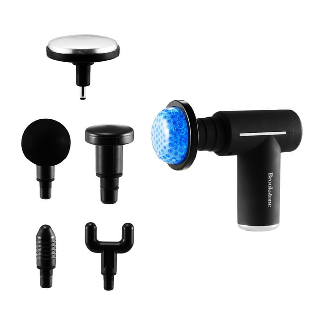 Brookstone Cordless Hot and Cold Percussion Deep Tissue Massager Gun, 6 Intensity Levels ...