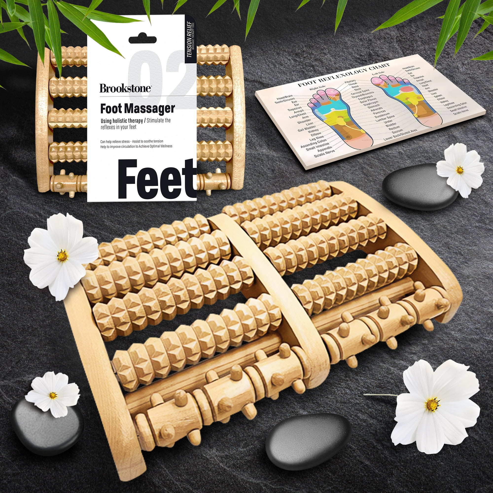 Brookstone Foot Roller Massager for Plantar Fasciitis Relief Wooden ...