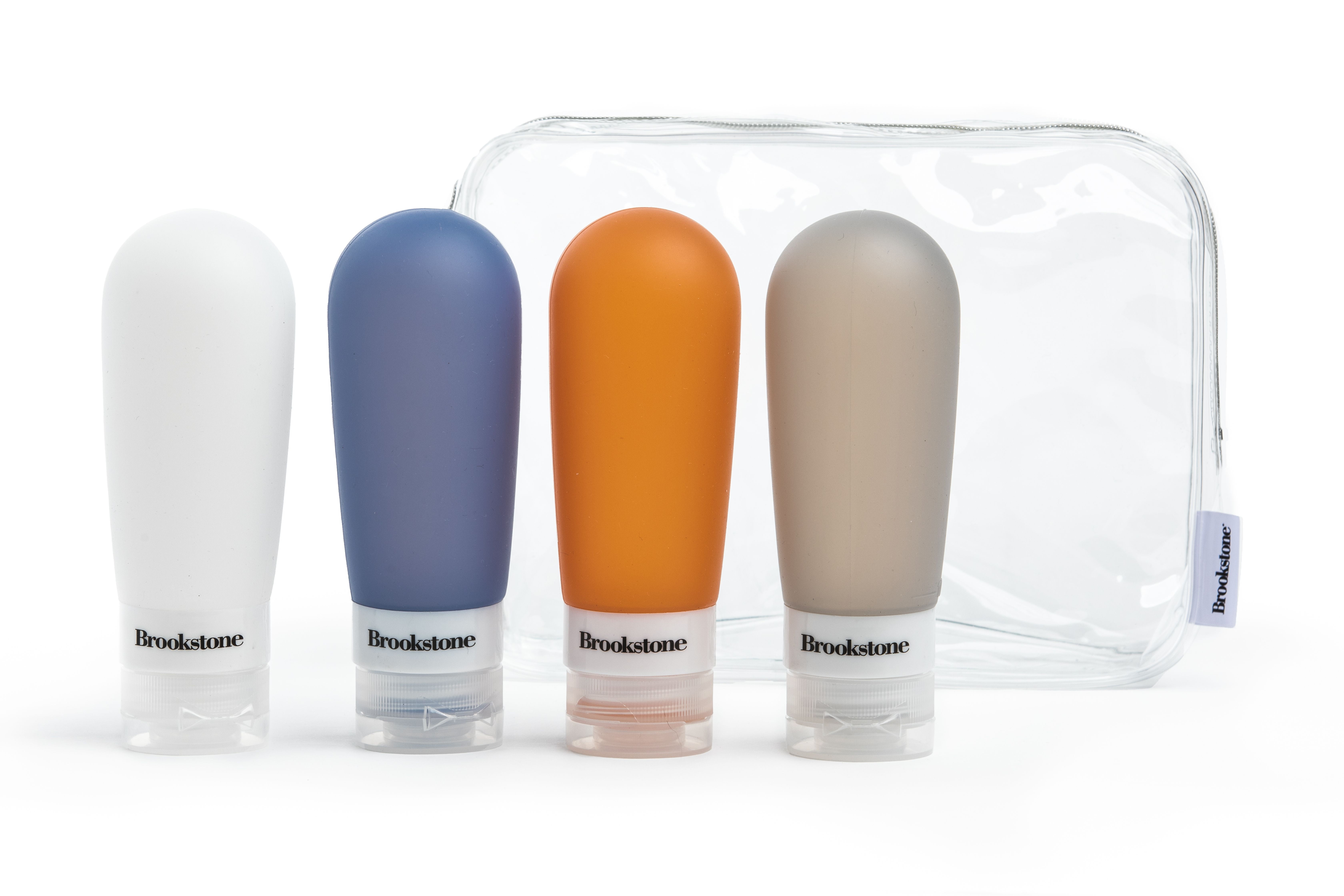 Brookstone Reusable Travel Bottles - 4 Pack TSA Approved Silicone ...