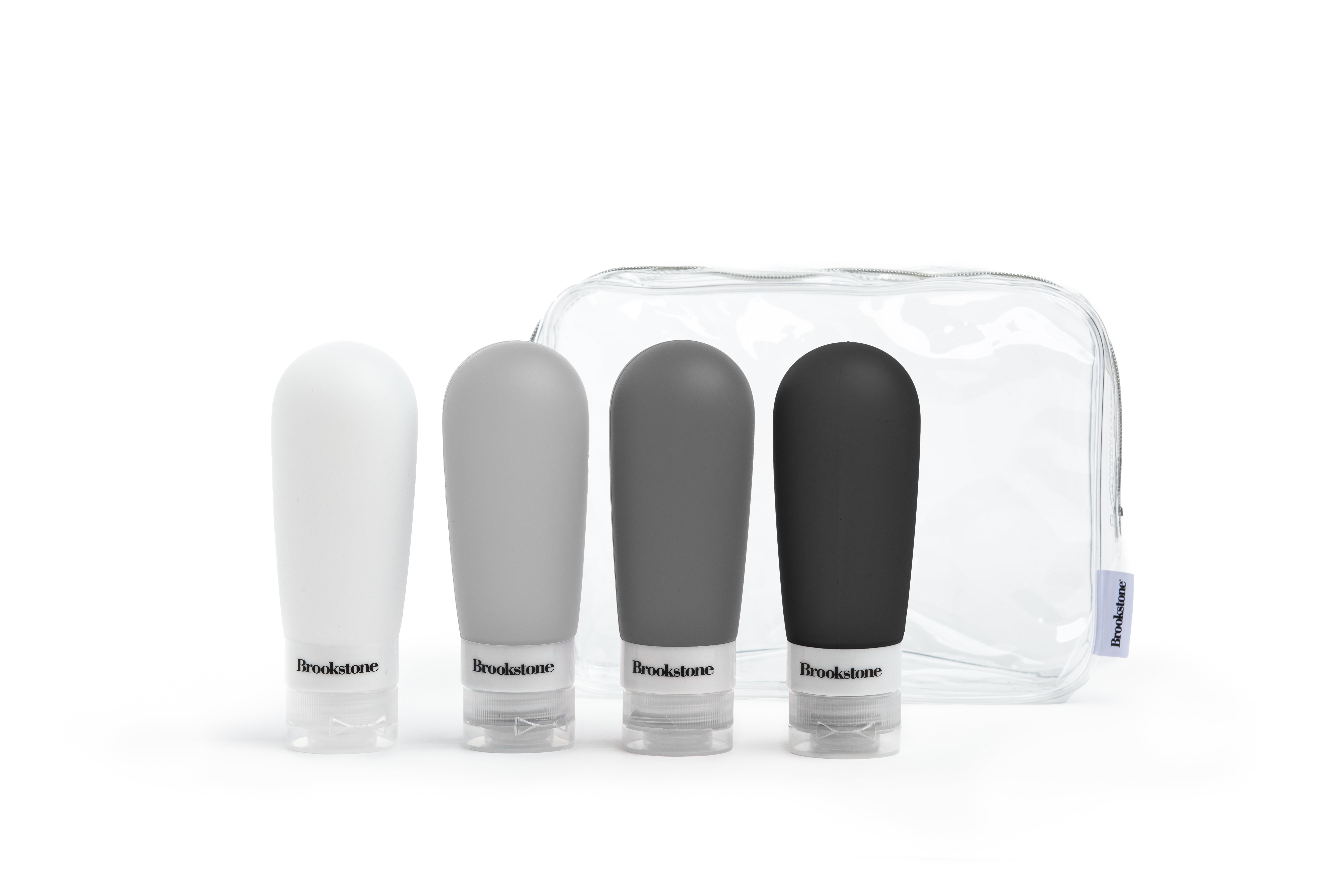 Brookstone Reusable Travel Bottles - 4 Pack TSA Approved Silicone ...