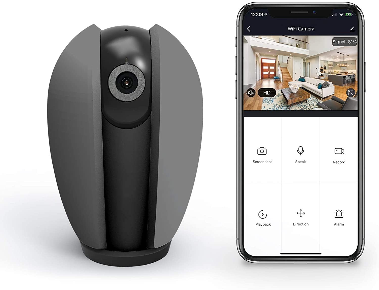 Brookstone Tilt and Pan WiFi Camera, Grey - Smart Home Security System ...