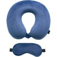 Brookstone Travel Neck Pillow Set - Classic Memory Foam Head and Neck ...