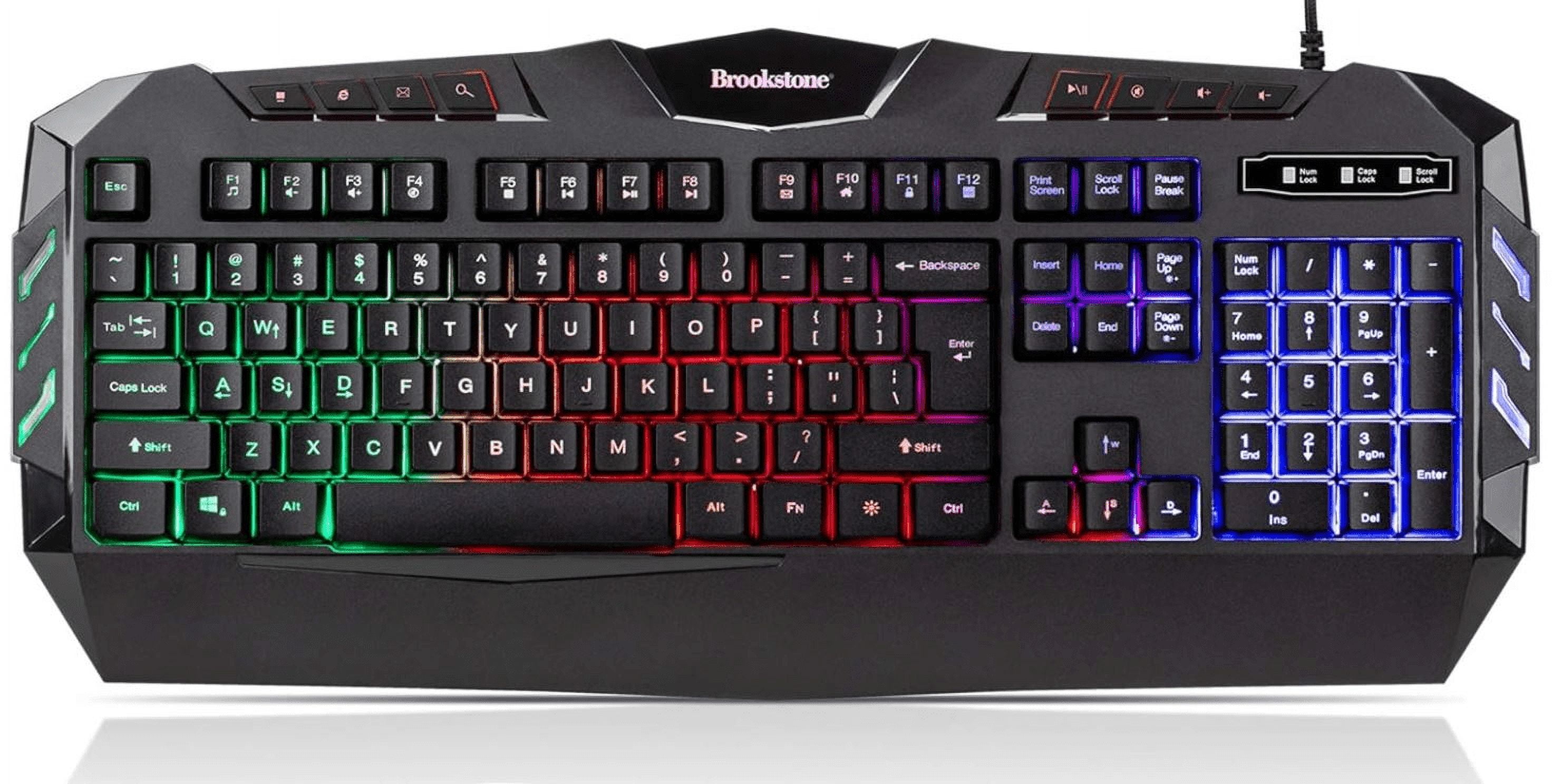 Brookstone USB Wired Gaming Keyboard with Multi-Color LED Backlit Keys ...