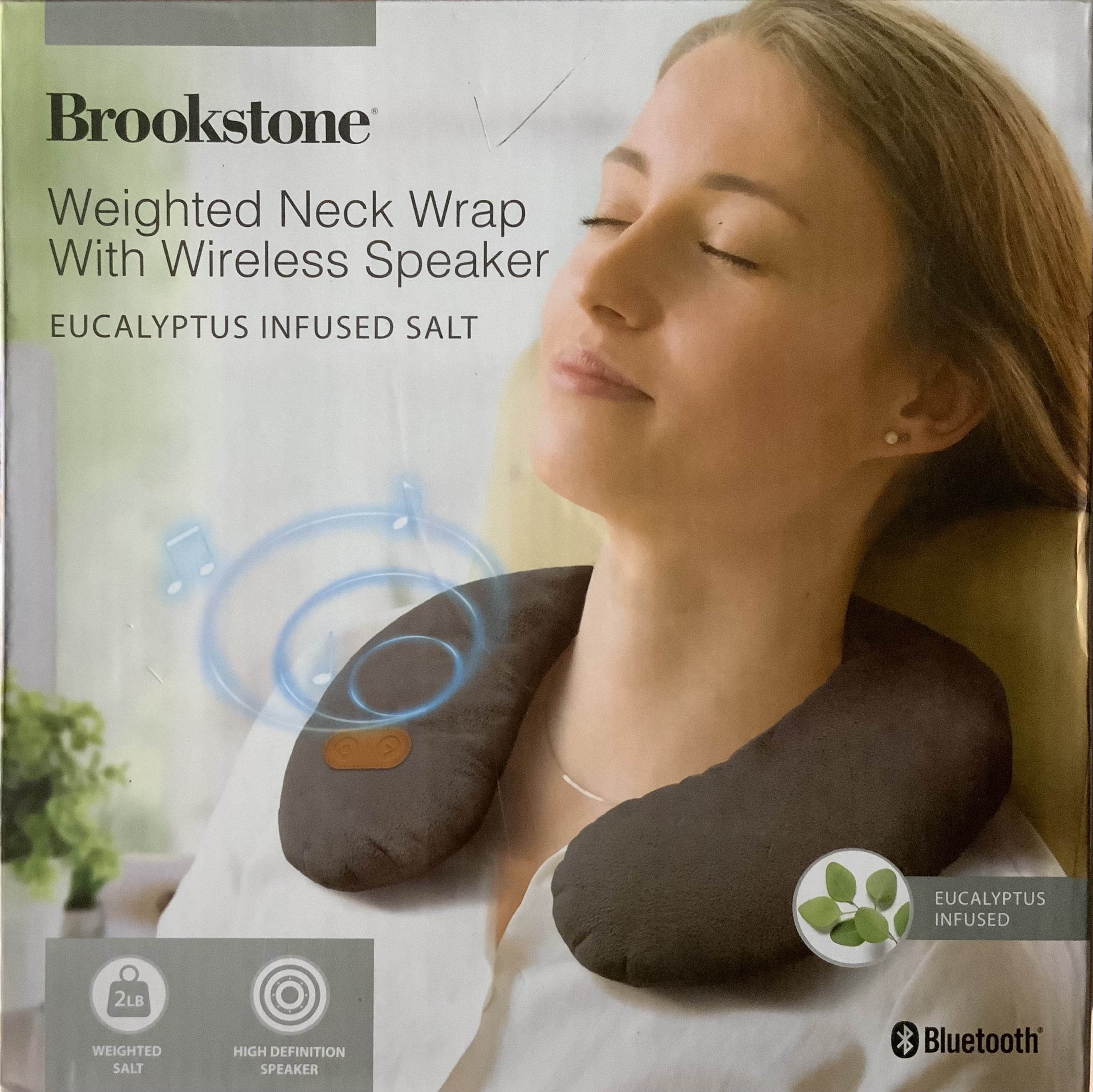Brookstone Weighted Neck Wrap With Wireless Speaker (Eucalyptus Infused ...