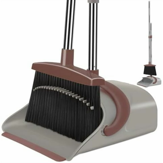 Broom with Dustpan Combo Set, 50.6 inch Long Handle, Upright Standing ...