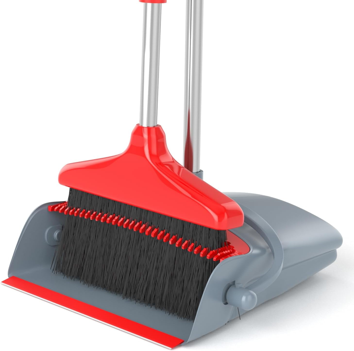 Broom with Dustpan Combo Set Handle Adjustable Length Stainless Steel ...