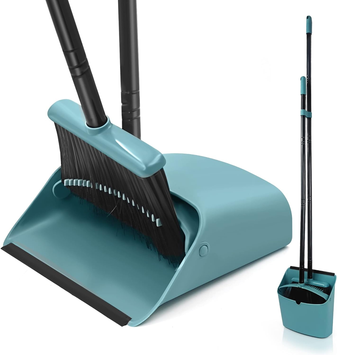 Broom with Dustpan Combo Set, Long Handle Lightweight Indoor Broom Set ...