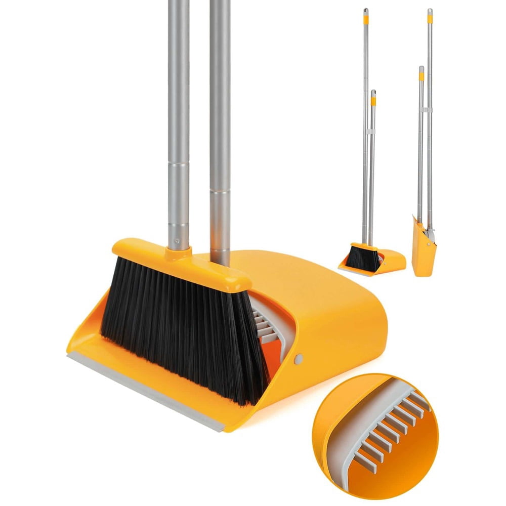 Broom and Dustpan/Dustpan with Broom Combo with 52" Long Handle for ...