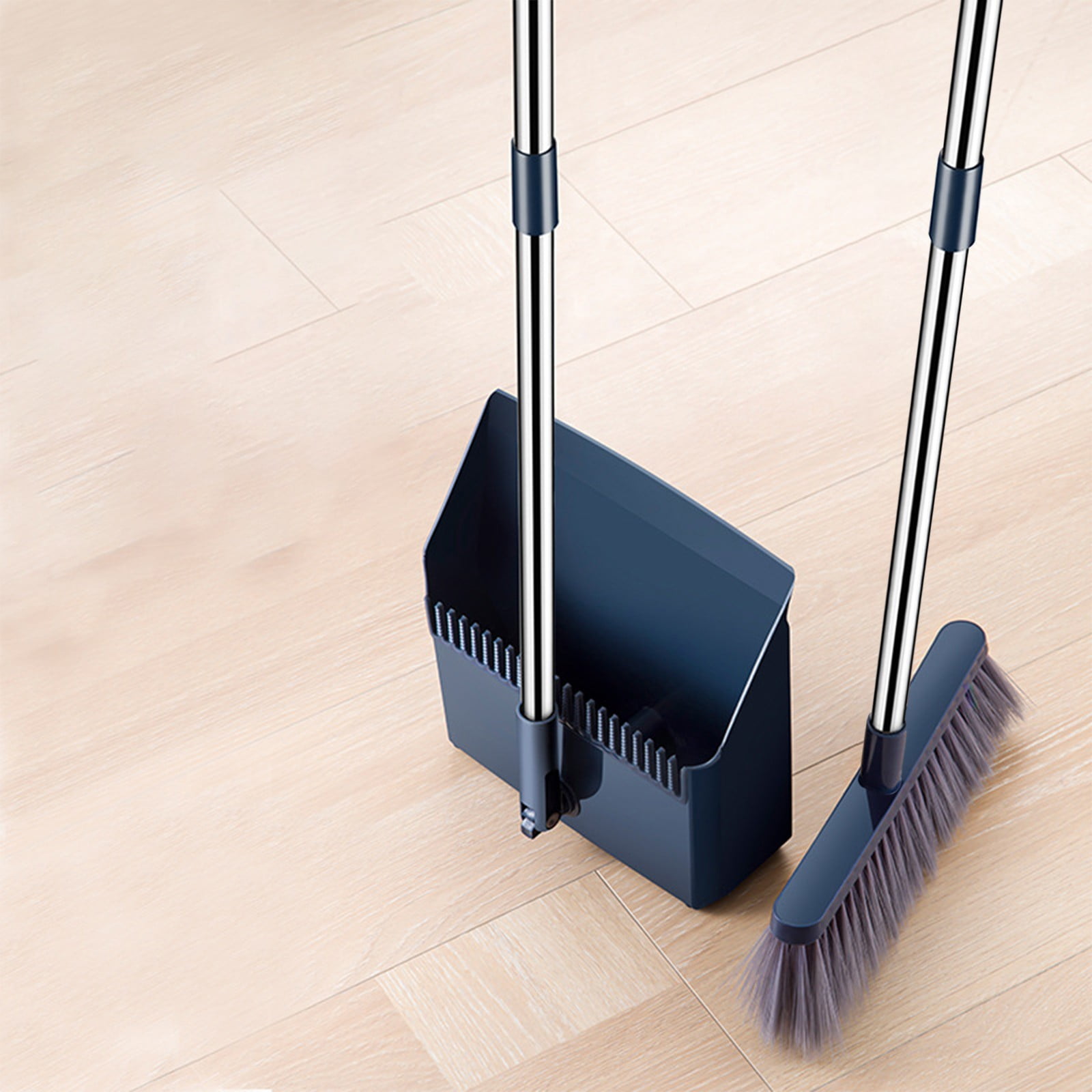 Broom and Dustpan Set with 33'' Long Handle, Dense Bristles Sweeper for ...