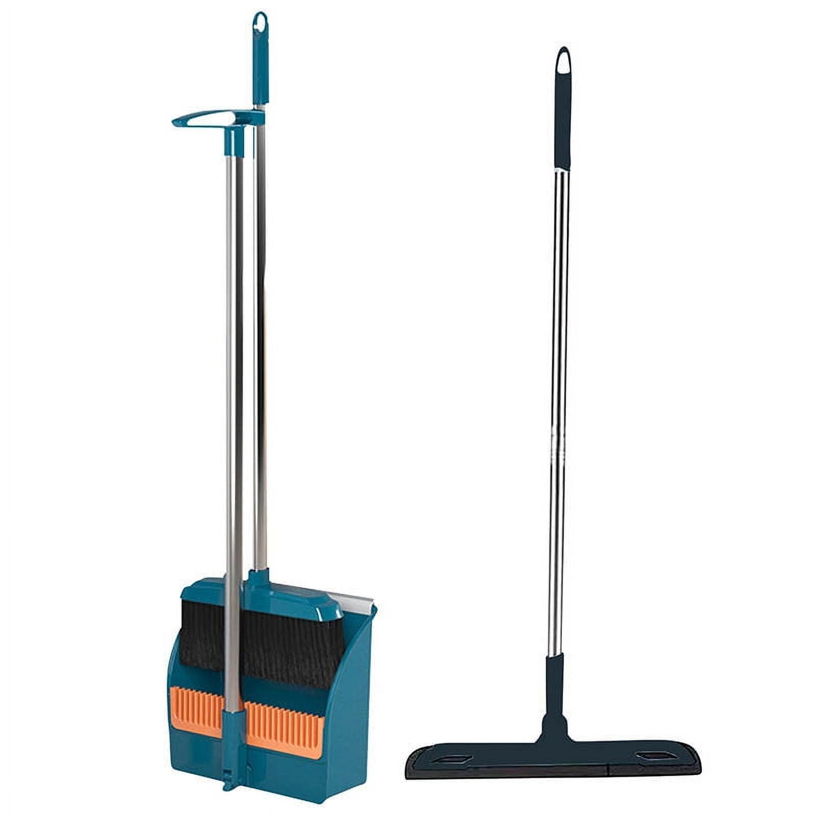 Broom and Dustpan Set with 37.8" Long Handle Squeegee Broom, Upright ...