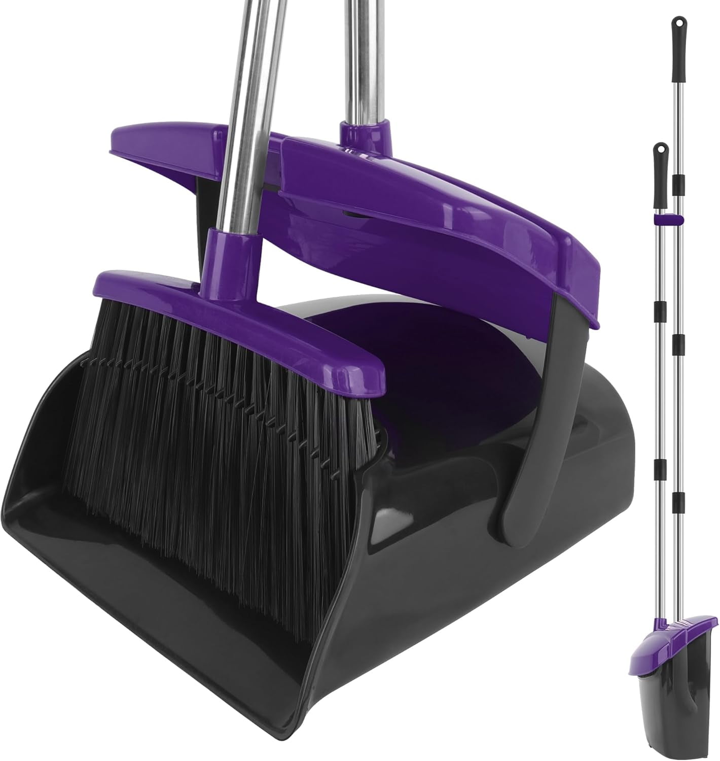 Broom and Dustpan Set, 51" Long Handle Broom with Dustpan Combo Set ...