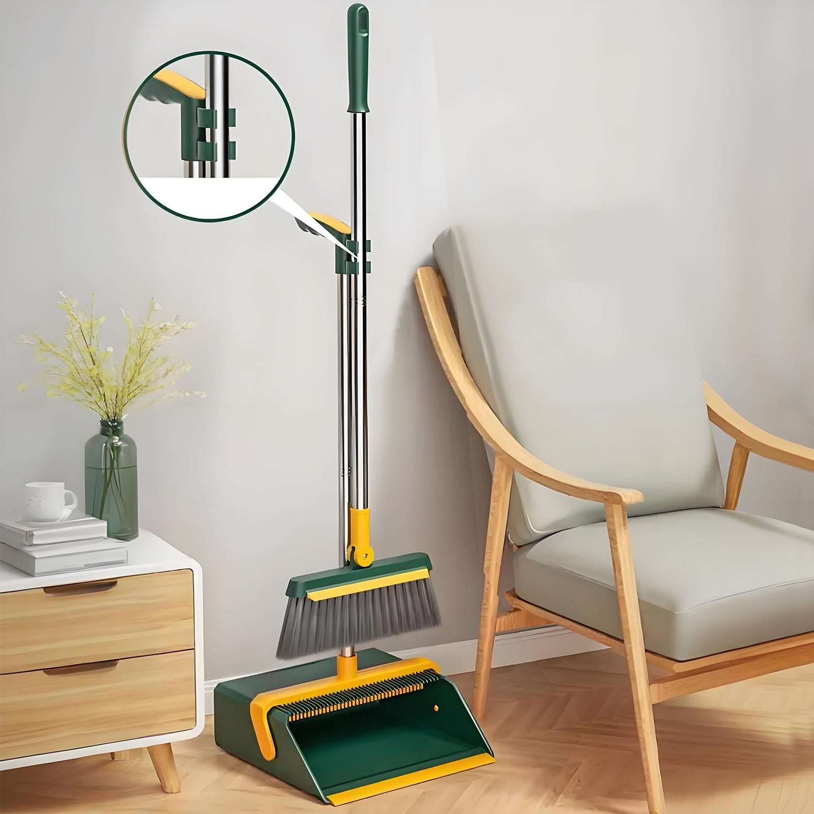 Broom with Dustpan Set,Broom With Rotable Brush Head For Easy Sweeping ...