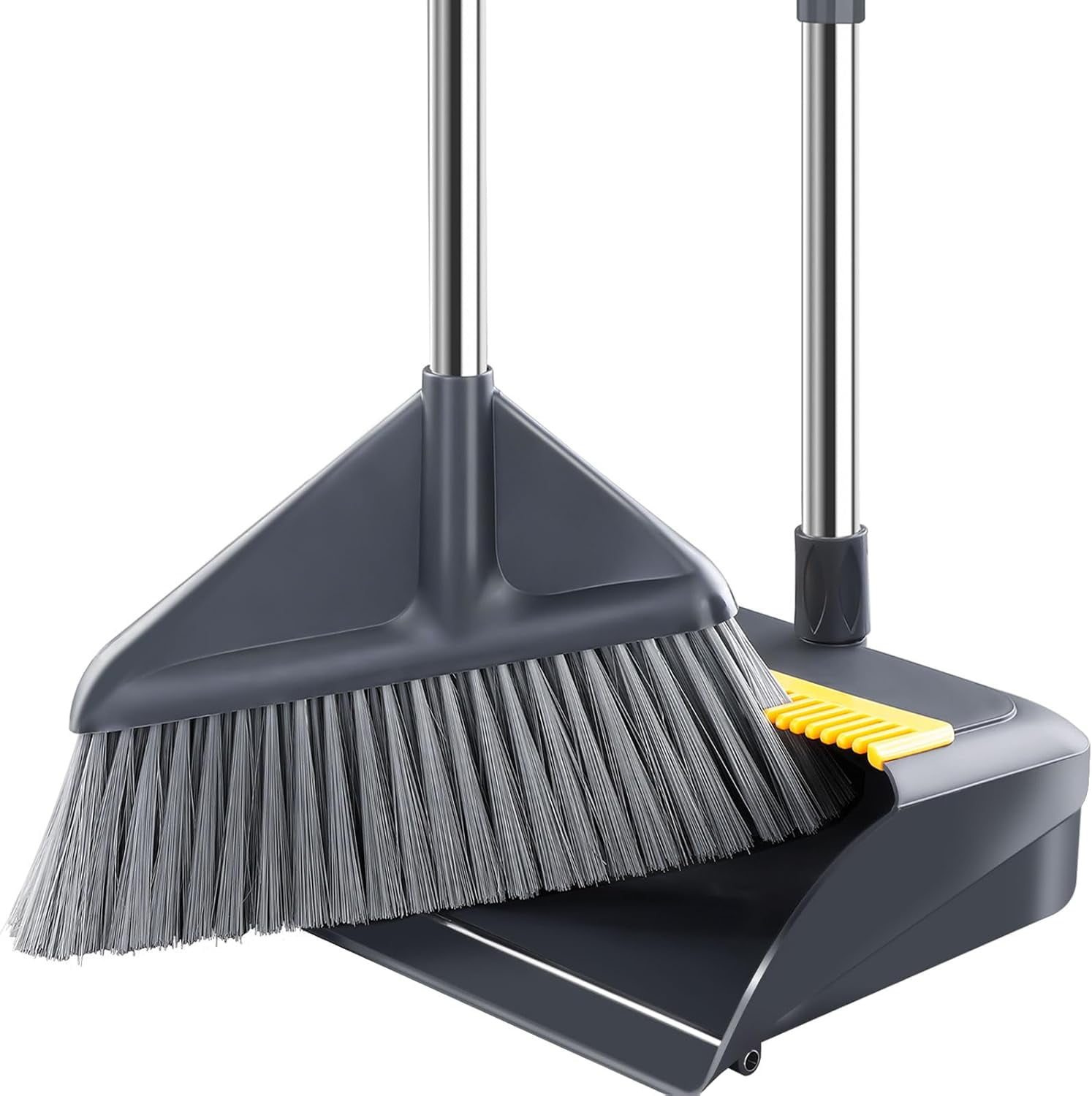 Broom and Dustpan Set for Home with 52 Inch Long Angled Handle - Stand ...