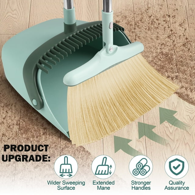 2024 Upgrade Heavy Duty 58.1'' Stand up Broom and Dustpan Combo with ...