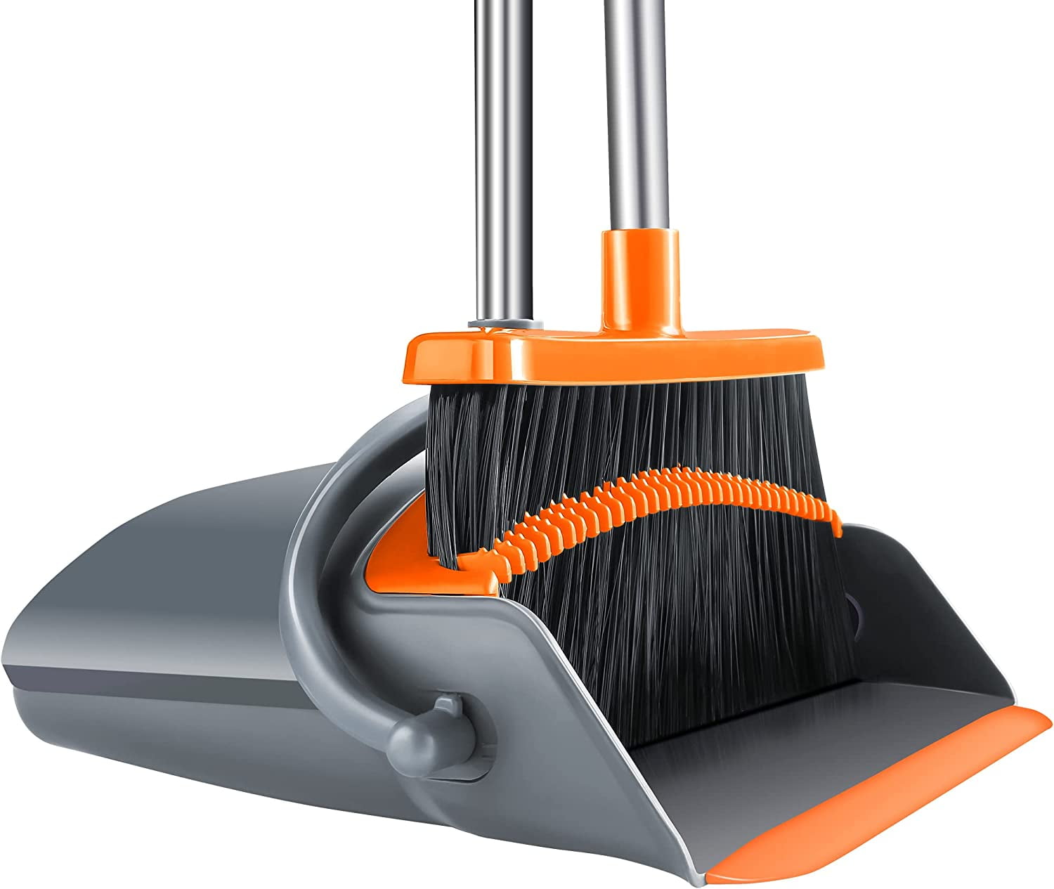 Broom and Dustpan Set for Home Upright Dustpan and Broom Combo Set with Long Handle Sweeping ...
