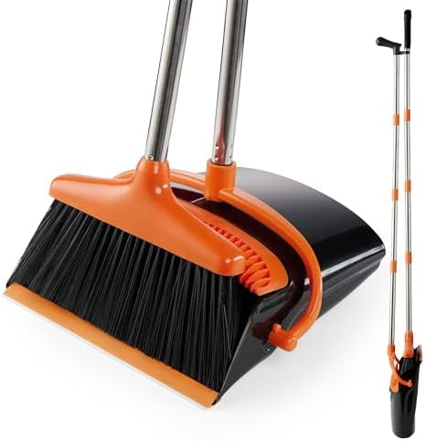 Broom and Dustpan Set Lightweight Upright Lobby Broom and Dust Pan ...