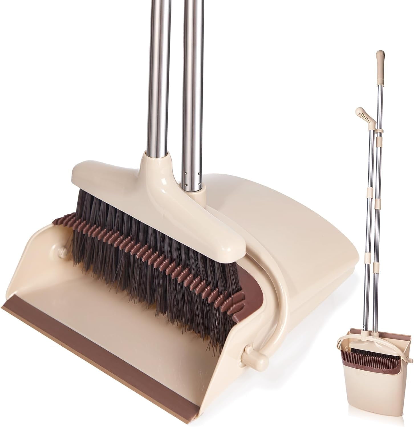 Broom and Dustpan Set with Long Handle, Light Weight Stainless Steel ...