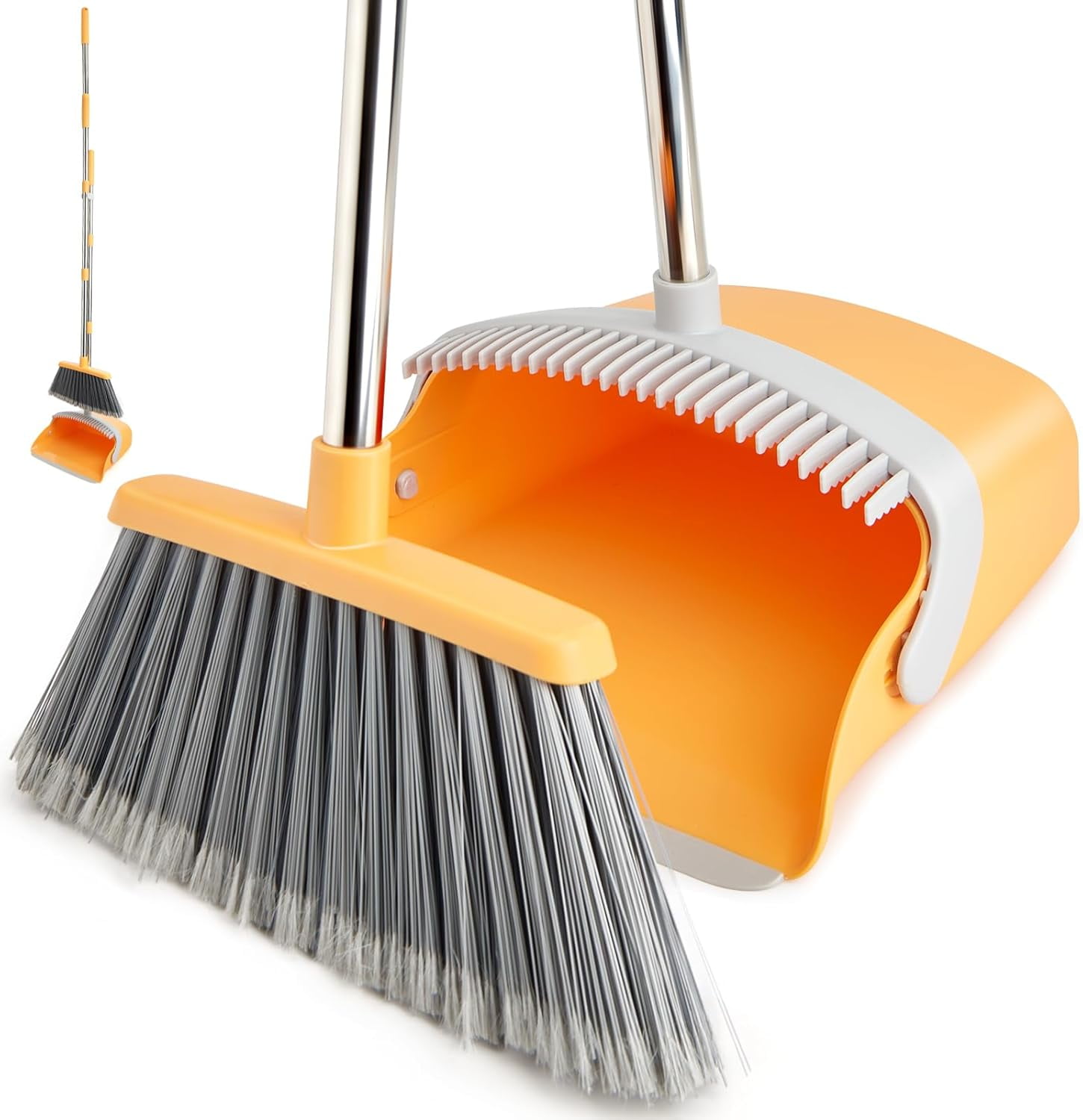 Broom and Dustpan Set with Long Handle, Light Weight Stainless Steel ...