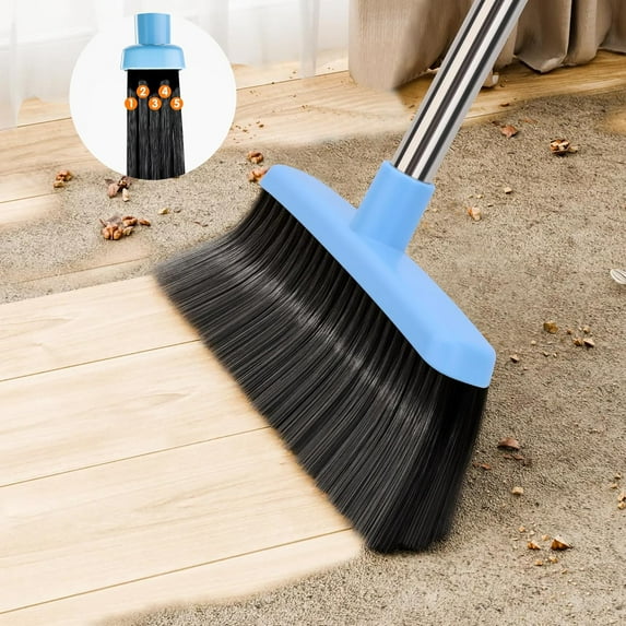 Broom & Dustpan Set with Long Handle, Upright Angle Broom and Standing ...