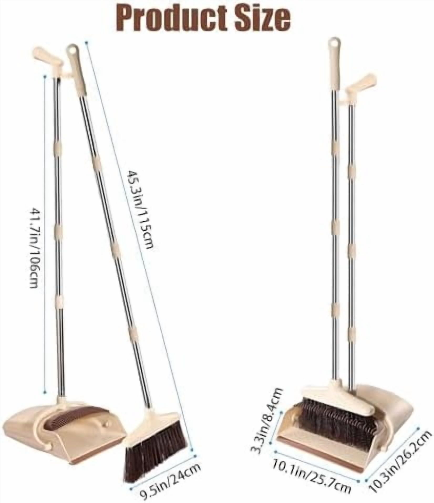 Broom and Dustpan Set with Long Handle – Upright Standing Broom Combo ...